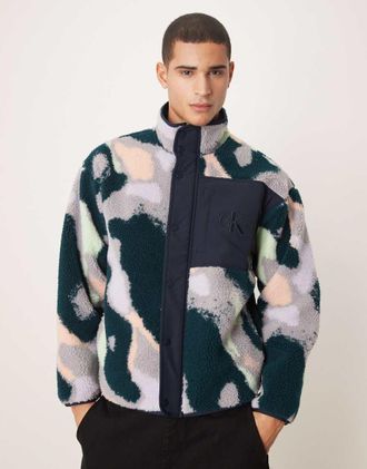 Calvin Klein Jeans Polaire &agrave; imprim&eacute; abstrait - Bleu marine et lilas