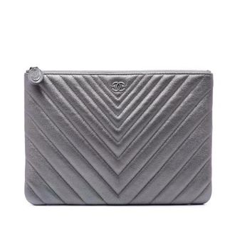 Chanel Pre-owned Chevron Clutch - - Pre-owned - Damen - Grau - ONE SIZE