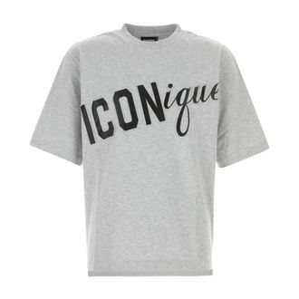 Dsquared2 Melange Baumwoll-Oversize-T-Shirt - - Tops - Herren - Grau - S