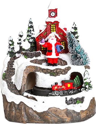 Generic Weihnachtsszenen-Spieluhr aus Kunstharz - dekorative festliche Tischdekoration, drehbare Weihnachtsdekoration | Weihnachtsdorf-Spieluhr im Schneekugel