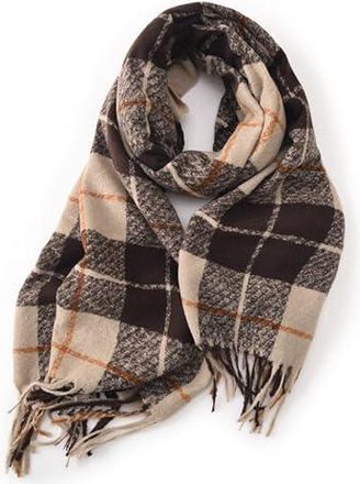 Generic &Eacute;charpe chaude en imitation laine ray&eacute;e pour femme et homme - Style d&eacute;contract&eacute; et tendance, marron, Taille unique