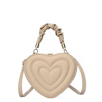 Generic Sac &agrave; main en forme de coeur pour femme, sac &agrave; main en cuir avec poign&eacute;e sur le dessus, sac &agrave; bandouli&egrave;re mignon avec fermeture &eacute;clair, kaki, Small