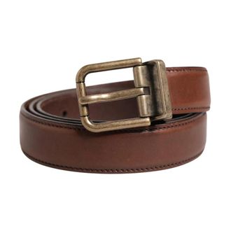 Dolce & Gabbana Klassischer Lederg&uuml;rtel mit Metallschnalle - - Accessories - Herren - Braun - ONE SIZE