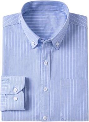 Generic Chemise Oxford classique &agrave; manches longues pour homme, coupe ajust&eacute;e, d&eacute;contract&eacute;e, unie, ray&eacute;e, boutonn&eacute;e, 804, 4XL