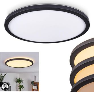 HOFSTEIN LED Deckenpanel Boyero, dimmbare Deckenleuchte aus Metall schwarz u. wei&szlig;en Kunststoff, rundes Panel mit &Oslash; 40,5 cm, &uuml;ber Lichtschalter dimmbar, 1 x LE