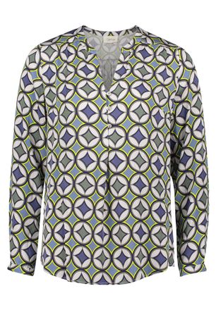 Cartoon Damen Casual-Bluse mit Knöpfen 36, Blau/Grün