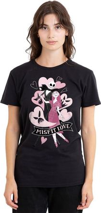 The Nightmare Before Christmas Disney Womens The Nightmare Before Christmas Valentines Day Misfit Love Ladies, Black T-Shirt, XXL