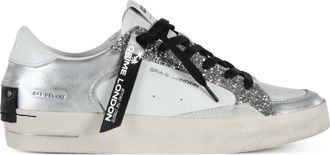 Crime London Femme, Chaussures, Blanc, Taille: 40 EU Baskets en Cuir et Tissu &agrave; Paillettes