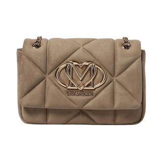 Love Moschino Femme, Sacs, Beige, Taille: ONE Size Sac bandouli&egrave;re en velours gaufr&eacute;