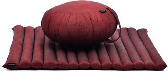 Leewadee Rot-Rundes Zafu Yoga Sitzkissen Set mit Zubehör aus Kapok