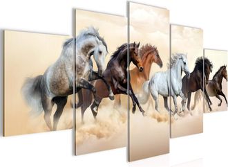 Runa Art Bild Wohnzimmer Schlafzimmer Pferde 5 Teilig Tiere Beige Braun Wandbilder auf Vlies Leinwand 032553a