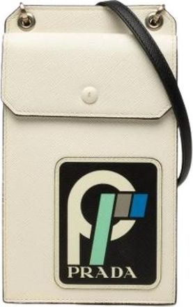 Prada &Eacute;tui de t&eacute;l&eacute;phone en cuir Saffiano Pre-owned - Femme - Pre-owned - Blanc - Taille: ONE Size