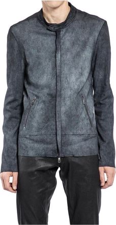Giorgio Brato Homme, Vestes, Noir, Taille: XL Blouson motard en agneau stretch enduit