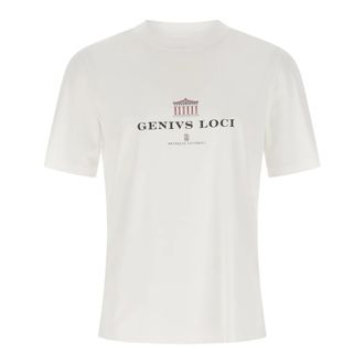 Brunello Cucinelli Homme, Tops, Blanc, Taille: L T-shirt en jersey de coton avec imprim&eacute;