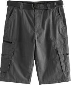 Next Homme Short Cargo Long avec Ceinture Gris 34