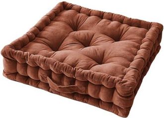 Altobuy Harris - Coussin de Sol 50x50cm Velours de Coton Capitonn&eacute; Coloris Terracotta
