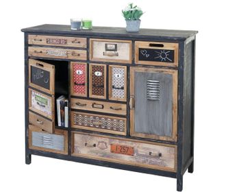 Mendler Apotheker-Schrank HWC-A43, Kommode, Tanne Holz massiv Vintage Shabby-Look 100x110x32cm