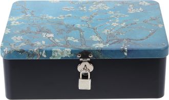 Amosfun Aufbewahrungsbox Aus Wei&szlig;Blech Mit Schloss Gro&szlig;Z&uuml;Gige Geschenkbox F&uuml;R Schmuck Kosmetik Und S&uuml;&szlig;Igkeiten Vintage Design Mit Schl&uuml;Ssel