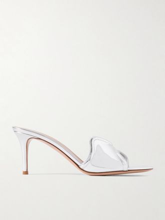 Gianvito Rossi Mules En Cuir Effet Miroir Lucrezia 70 - Argent&eacute;
