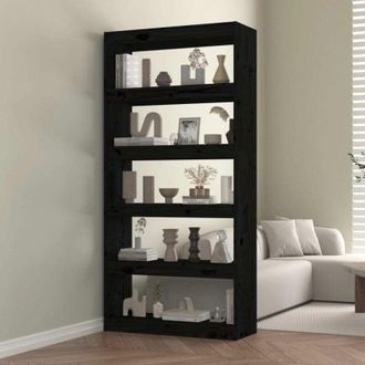 vidaXL Vidaxl - B&uuml;cherregal/Raumteiler Schwarz 80x30x167,4 cm Massivholz Kiefer