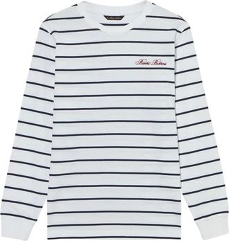 Brooks Brothers Homme, Tops, Bleu, Taille: S T-shirt ray&eacute; en coton avec logo