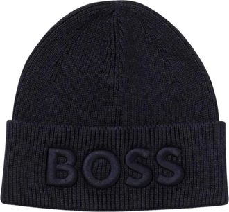 HUGO BOSS Homme, Accessoires, Bleu, Taille: ONE Size Bonnet Tricot&eacute; pour Style