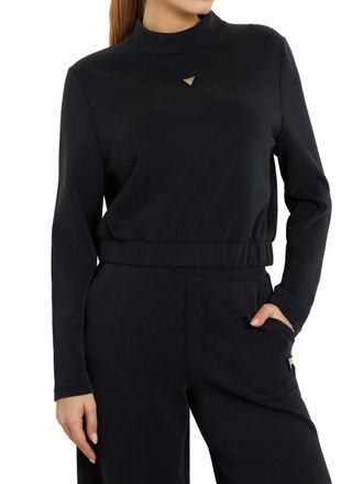 Guess Olympe Sweatshirt mit hohem Kragen f&uuml;r Damen, Rabenschwarz, S