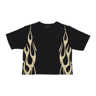 Vision Of Super Flames Tee Schwarz/off White - - Tops - Damen - Schwarzk - M