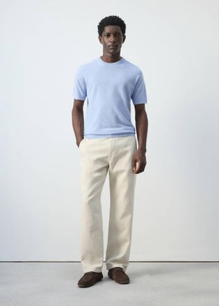 Mango T-shirt maille fine coton bleu ciel - Homme - XXL - MANGO MAN