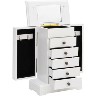 vidaXL Vidaxl - Armoire &agrave; bijoux MDF avec miroir - 5 tiroirs - Dimensions 25 x 13,5 x 34 cm - Rangement s&eacute;curis&eacute; pour colliers et bracelets - MDF 25 X
