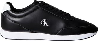 Calvin Klein Herren Runner Sneaker Retro aus Leder, Schwarz (Black/Bright White), 43