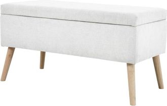 SVITA DAISY XL Tabouret rembourr&eacute; avec espace de rangement Banquette Tabouret de pied Ottomane Tissu Blanc