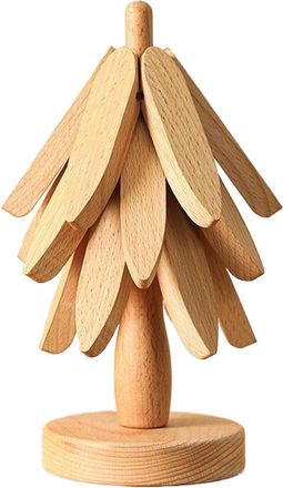 Generic Tree-Shaped Wooden Trivet Set - Foldable Heat-Resistant Coasters, 4PCS Kitchen Table Mats for Hot Dishes, Pots, Pans, Teapots, Bowls | Christmas Trive