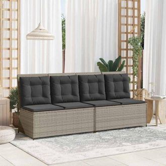 vidaXL Banc de jardin avec coussin Gris clair Poly rotin vidaXL