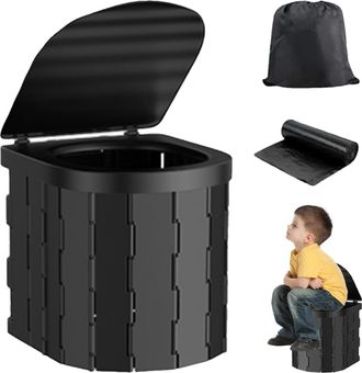 Generic Tragbare Campingtoilette - Kompakte externe Toilette, leichte Reisetoilette | Faltbare Campingtoilette zum Wandern, Reisemobil, Notfall, Rucksack, Woh