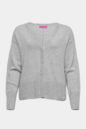 Six-O-Seven Strickjacke Kaschmir V-Ausschnitt Strickjacke im trendigem Fr&uuml;hlings Grau mit