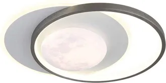 Globo Lighting Deckenlampe Deckenleuchte Schlafzimmerlampe rund Mond Design grau wei&szlig; D 36,9 cm