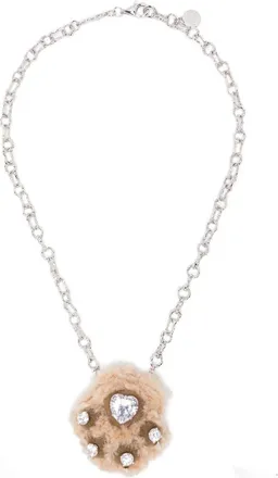 Yvmin Heart-shaped Crystal Embellished Necklace