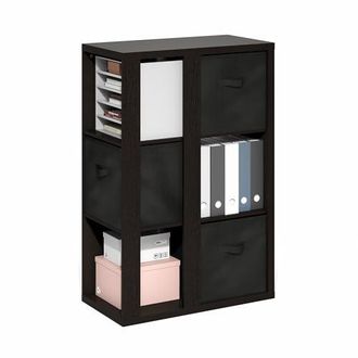 Furinno Viola 3-st&ouml;ckiges offenes Regal, B&uuml;cherregal, Aufbewahrungsorganizer mit Aufbewahrungsboxen, Dunkle Eiche/Schwarz