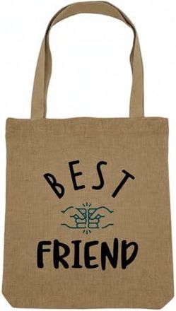 Fabulous Sac Shopping Tote Bag Aspect Lin - Best Friend Meilleur Copain Fils Amiti&eacute; Copain BFF - Sac de Courses Toile Epaisse 360g Beige Naturel Cabas Port&eacute; Ep