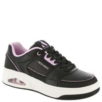 Skechers Damen UNO Court, Black Leather/Pink Duraleather Trim, 40 EU