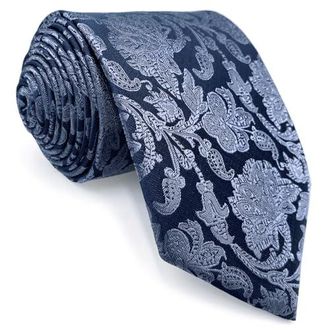 Shlax & Wing Cravates pour hommes bleu acier bleu sid&eacute;ral motif floral cravate satin extra longue 160cm