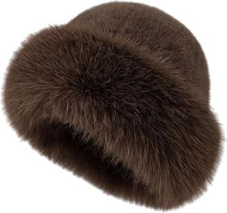 Generic Chapeau cloche dhiver en fausse fourrure pour femme - Chapeau chaud en polaire sherpa en vison, cosaque russe Ushanka style p&ecirc;cheur, caf&eacute;, taille uniq
