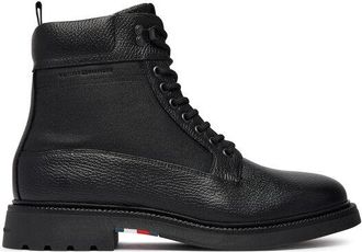 Tommy Hilfiger Schn&uuml;rschuhe Corporate Casual Mix W Wpm Boot FM0FM05988 Schwarz