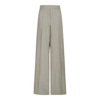 Max Mara Femme, Pantalons, Beige, Taille: 34 FR Pantalon Large en Lin