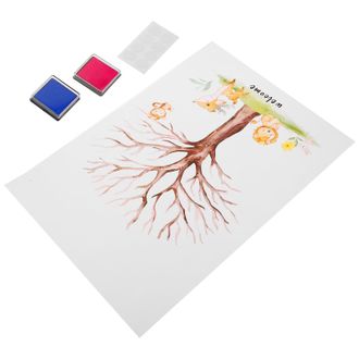 NUOBESTY Fingerabdruckbaum G&auml;stebuch Satz zur Geschlechtsenth&uuml;llung Babyparty Deko mit Poster 2 Farbige Stempelkissen Interaktives Partyspiel f&uuml;r Jungen M&auml;dche