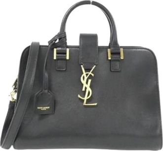 Saint Laurent Sac &agrave; main Baby Cabas Monogram en cuir de veau Pre-owned - Femme - Pre-owned - Noir - Taille: ONE Size