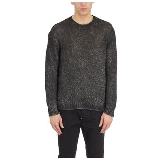 Avant Toi Homme, Pulls, Noir, Taille: XL Pull Ras du Cou en Coton et Lin