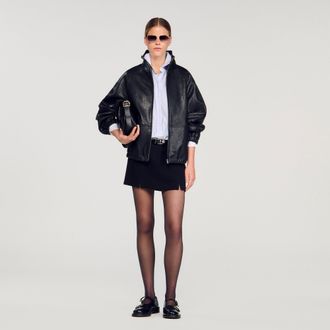 Sandro Oversize-Lederblouson