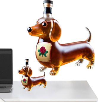 Generic Whisky-Lik&ouml;rflasche - Spirituosenstatue, Skulptur, Whiskey-Ausgie&szlig;flasche | Dackel-f&ouml;rmige Alkoholflaschen Tierstatue, Weinbeh&auml;lter, transparenter Dek
